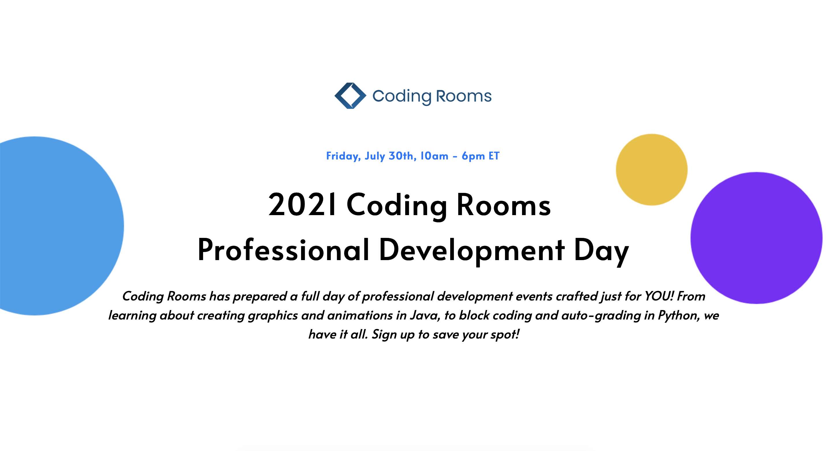 2021 Coding Rooms Professional Development Day